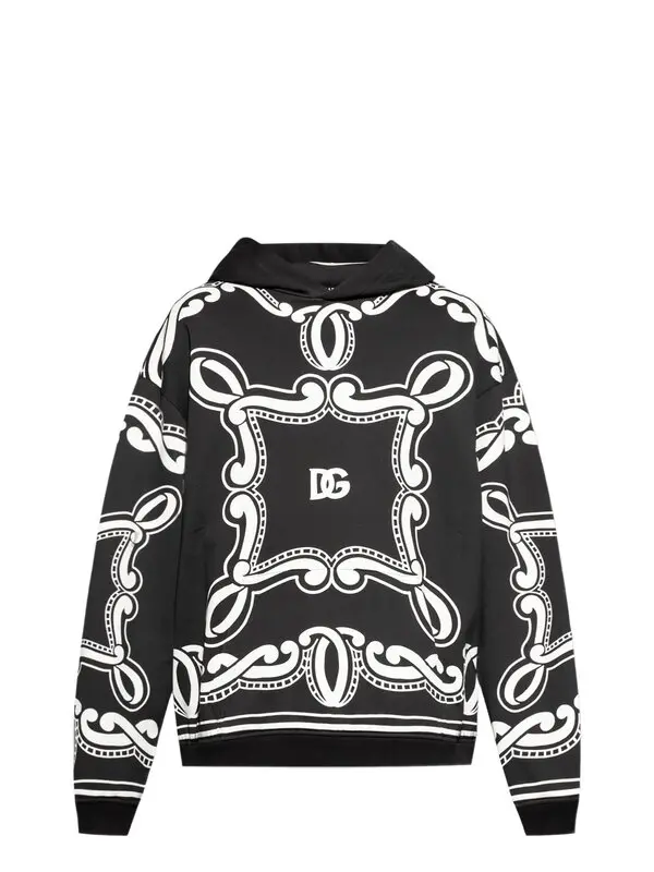 Dolce & Gabbana Bandana Print Drop Shoulder Hoodie - Black