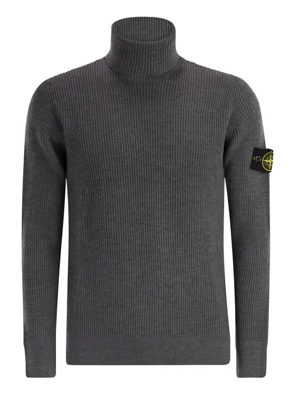 Stone Island Ribbed Turtleneck Sweater - Ash Mixed Color