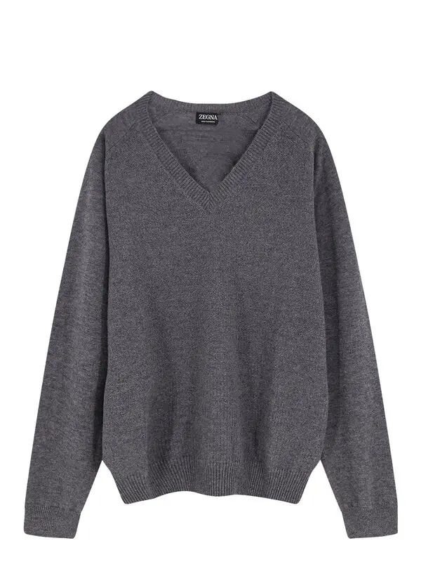 Zegna Long-sleeved V-neck Jumper - Black