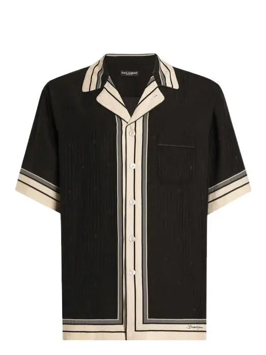Dolce & Gabbana Dolce Gabbana Stripe Printed Hawaii Shirt - Black