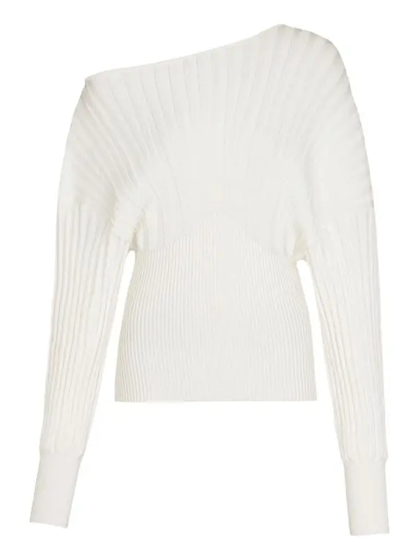 Balmain Tube Knit Jumper With Batwing Sleeves - White