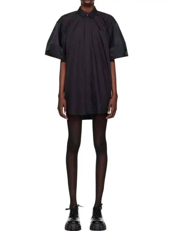 Sacai Poplin Mini Shirt Dress - Black