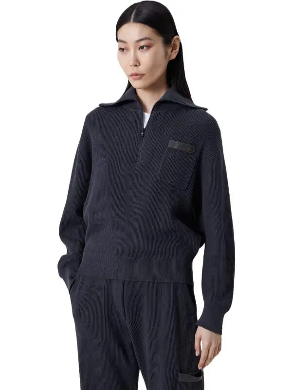 Brunello Cucinelli Monili-embellished Half-zip Jumper - Night Black