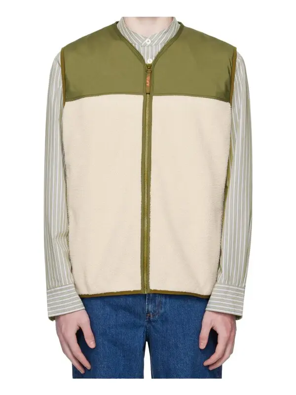 A.p.c. Fleece-paneled Zip-up Vest - Nude