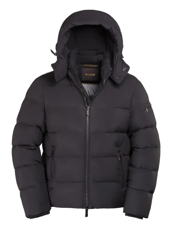 MOORER Quilted Down Jacket With Removable Hood - Black