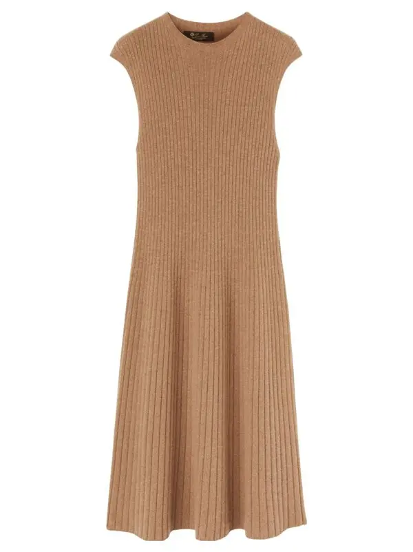 Loro Piana Ribbed A-line Midi Dress - Nutmeg Mixed Color