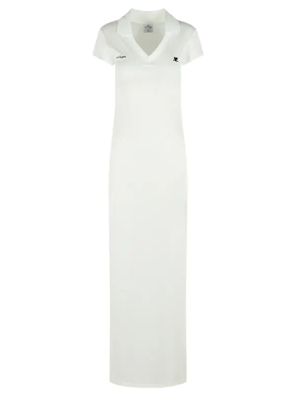 COURREGES V-neck Embroidered Maxi Dress - White