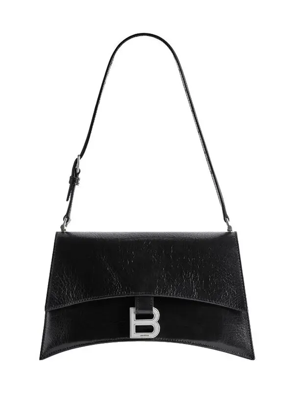 Balenciaga Crush Sling Foldover Top Small Shoulder Bag - Black