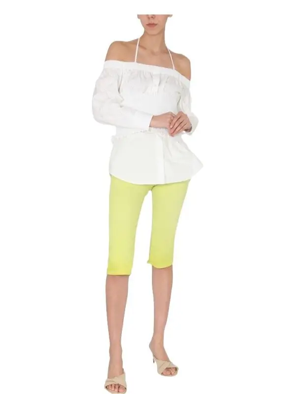 MSGM Logo Detail Capris - White