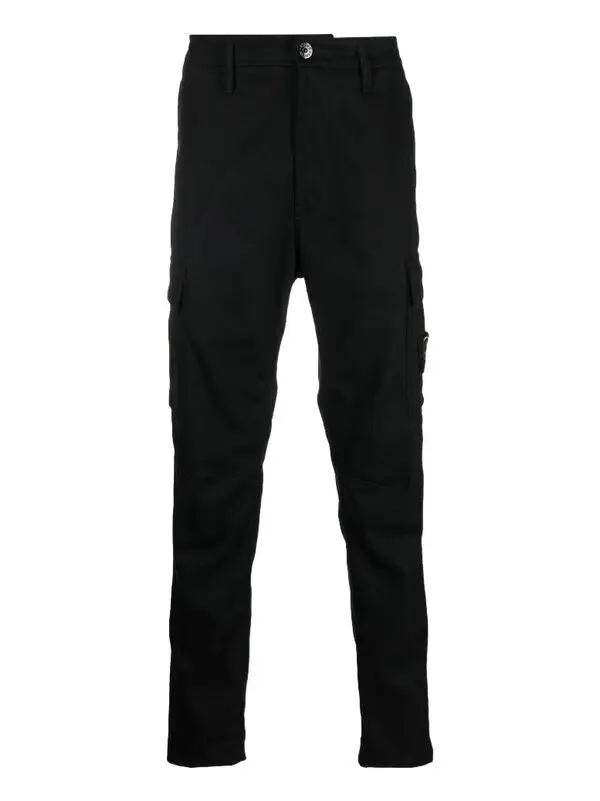 Stone Island Cargo Logo-patch Trousers - Black