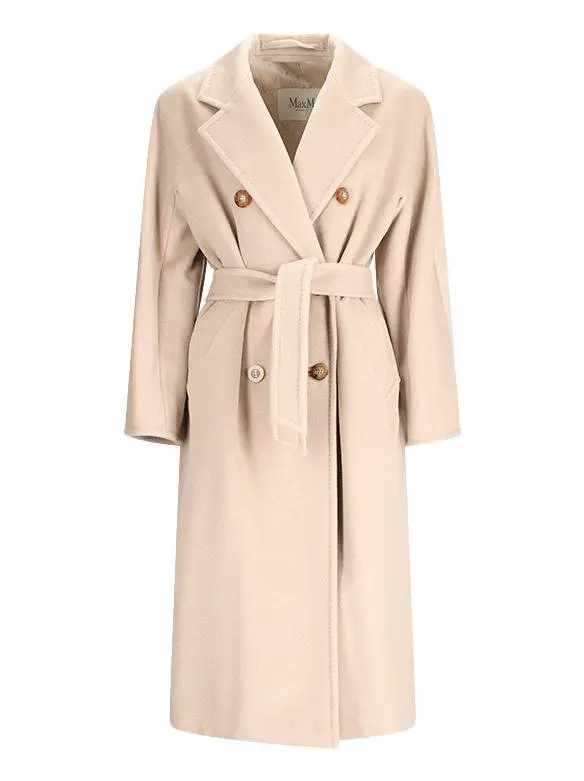 Max Mara Madame Belted Double-breasted Coat - Sand-colored