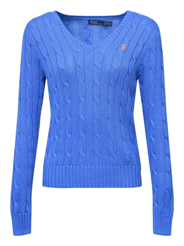 Polo Ralph Lauren V-neck Cable Knit Jumper - Blue