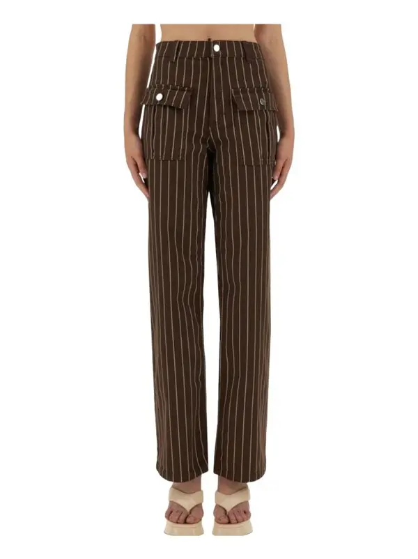Baum Und Pferdgarten Pinstriped Wide Leg Jeans - Black
