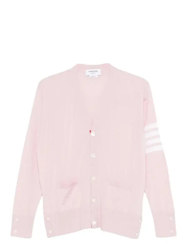 Thom Browne 4-bar V-neck Knitted Cardigan - Light Pink