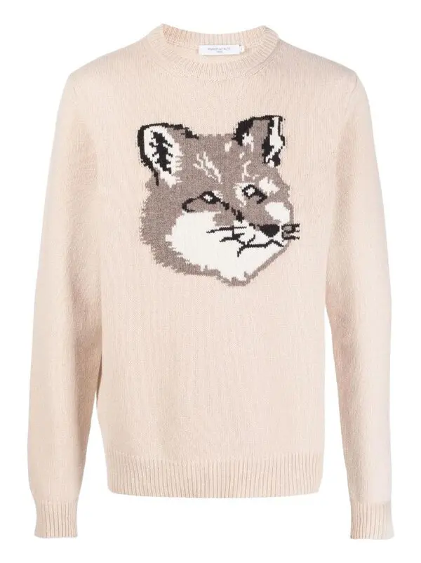 Maison Kitsuné Logo Knitted Pullover - Nude