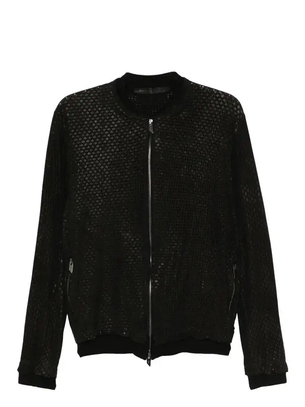 SALVATORE SANTORO Perforated Zip-up Jacket - Black