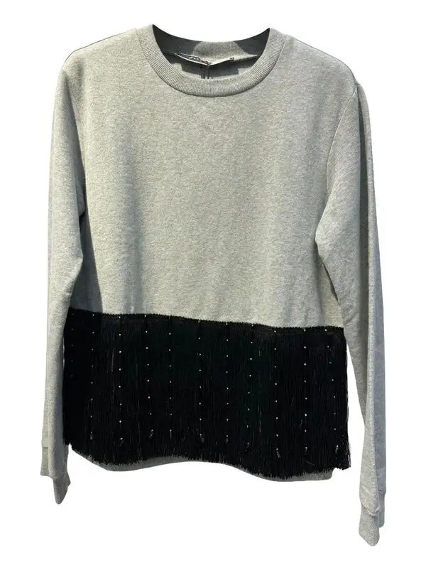 Sportmax Round Neck Sweater With Embellished Fringe - Black