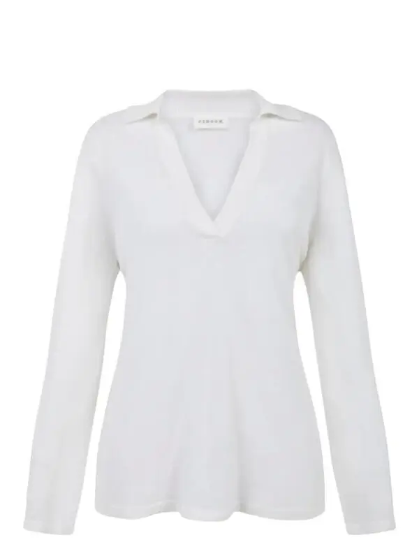 P.a.r.o.s.h Long Sleeve Collared V-neck T-shirt - White