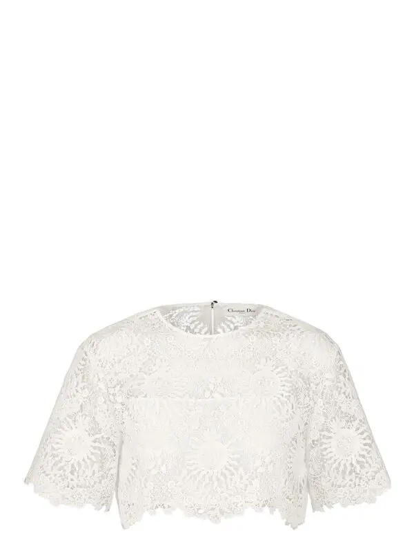 Dior Christian Lace Cropped Top - Off White