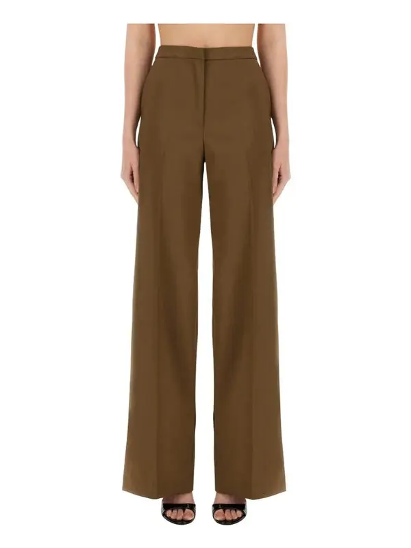 PT TORINO Wide Leg Pleated Trousers - Brown