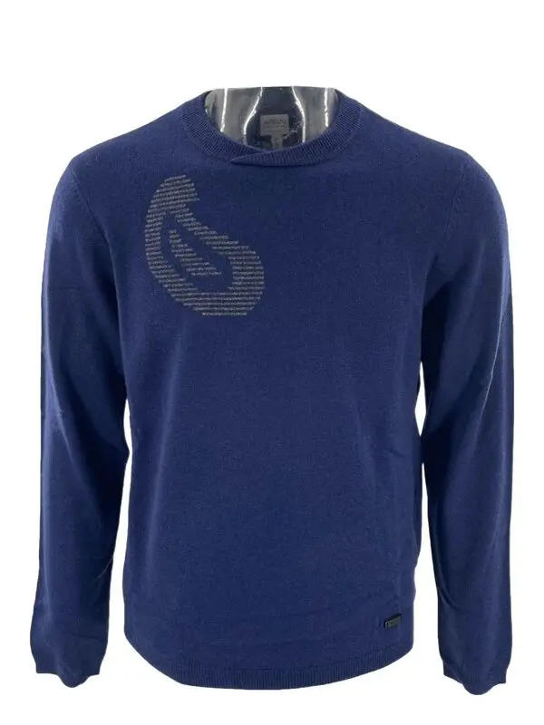 Emporio Armani Round Neck Long Sleeve Sweater - Blue