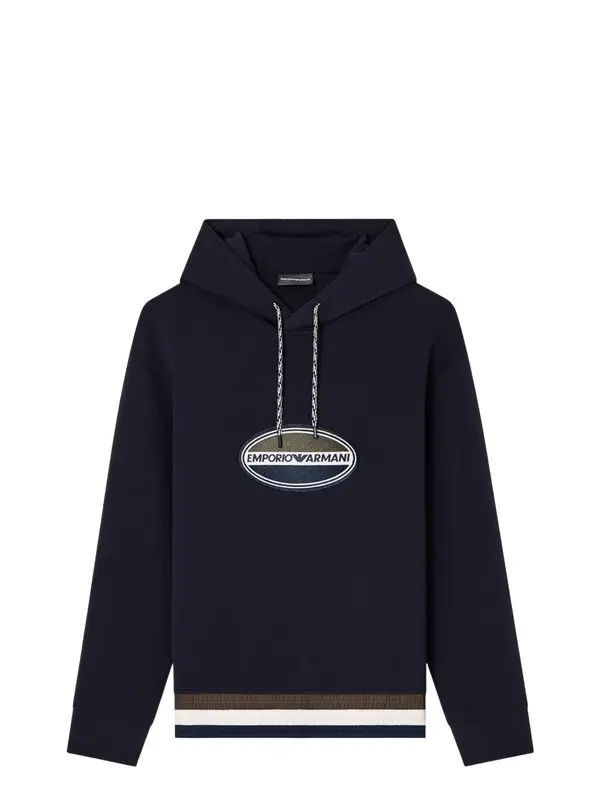 Emporio Armani Embroidered Logo Hoodie - Navy Blue