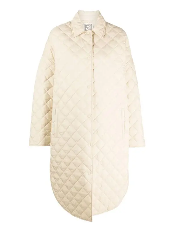 TOTEME Diamond-quilted Cocoon Coat - White