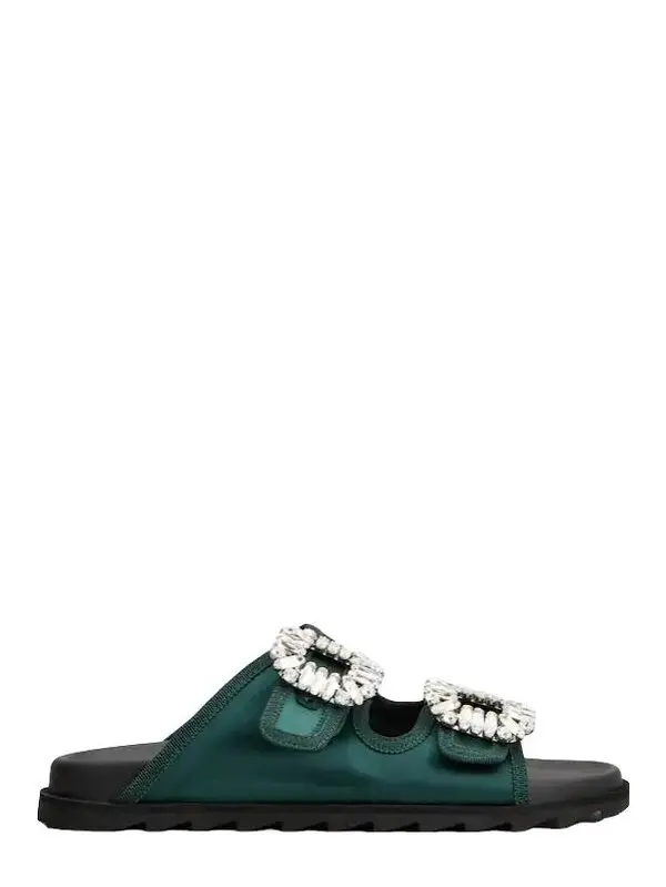 ROGER VIVIER Slidy Viv Mules With Crystal Buckles - Black