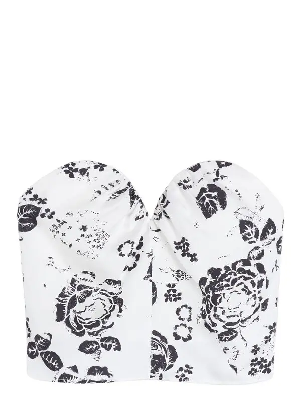 Max Mara Printed Silk Corset Top - White/black