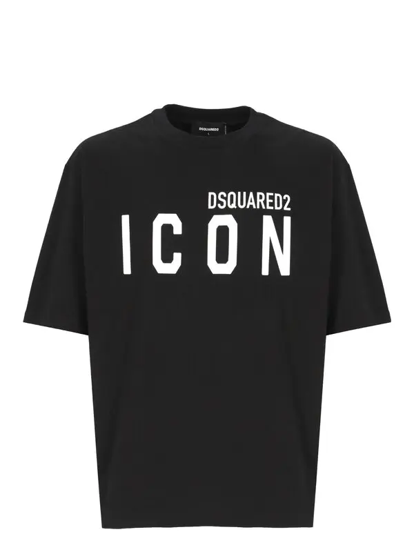 Dsquared2 Icon Logo Printed Crewneck T-shirt - Black