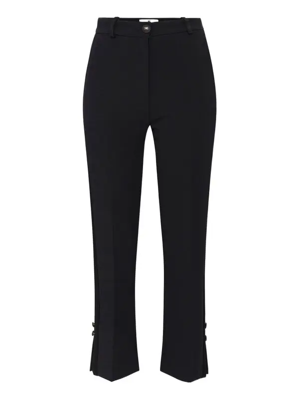 Elisabetta Franchi Satin Bands Crêpe Tuxedo Trousers - Black