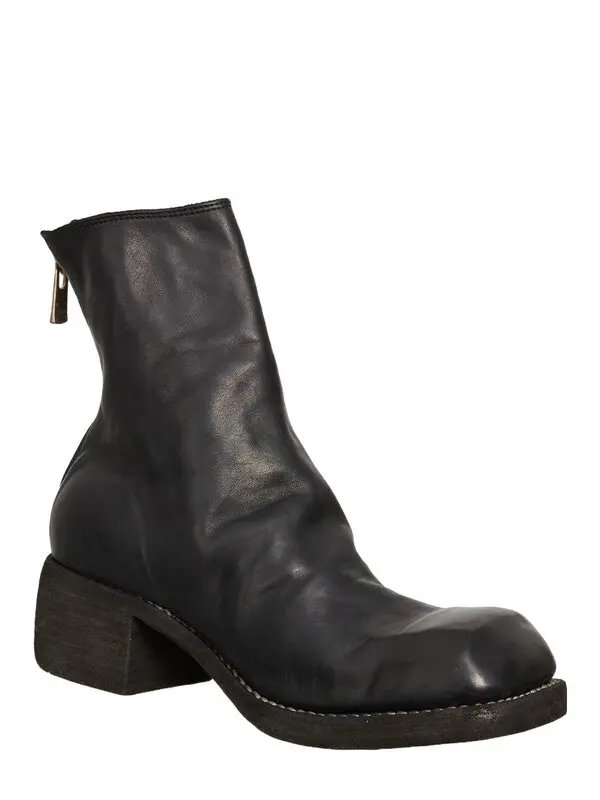 Guidi Back-zip Short Boots - Black