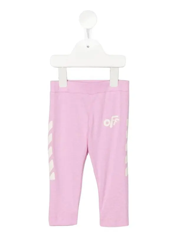 Off-White Logo-print Straight-leg Leggings - Pink
