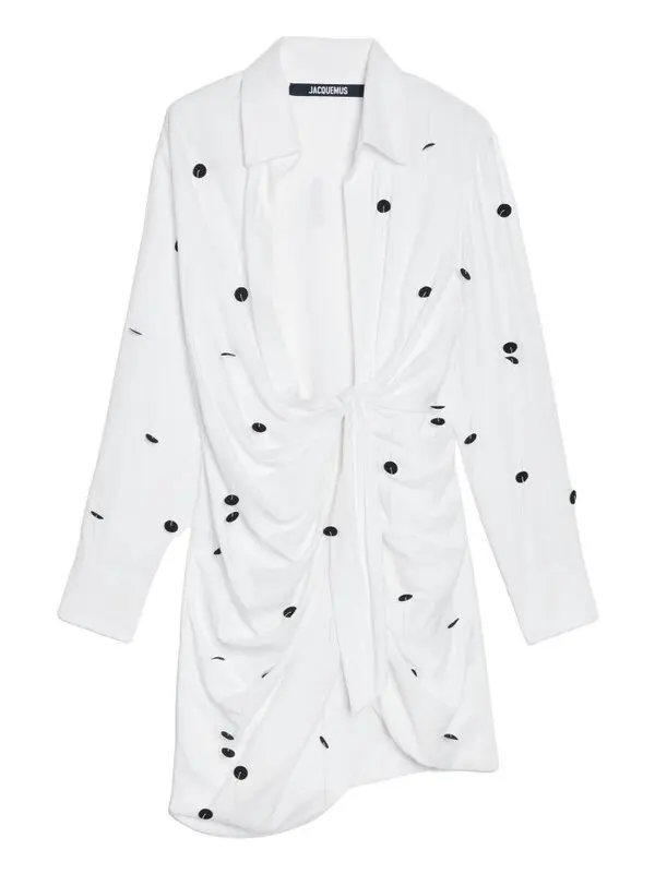 Jacquemus Bahia Embroidered Wrap Minidress - White