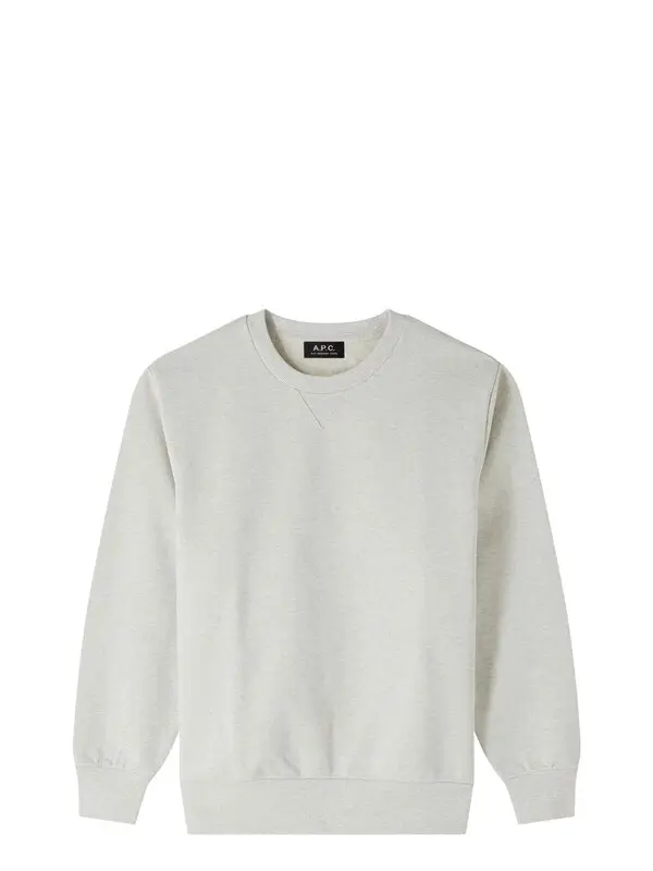 A.p.c. Long Sleeve Crewneck Sweatshirt With Triangular Detail - Heather Ecru