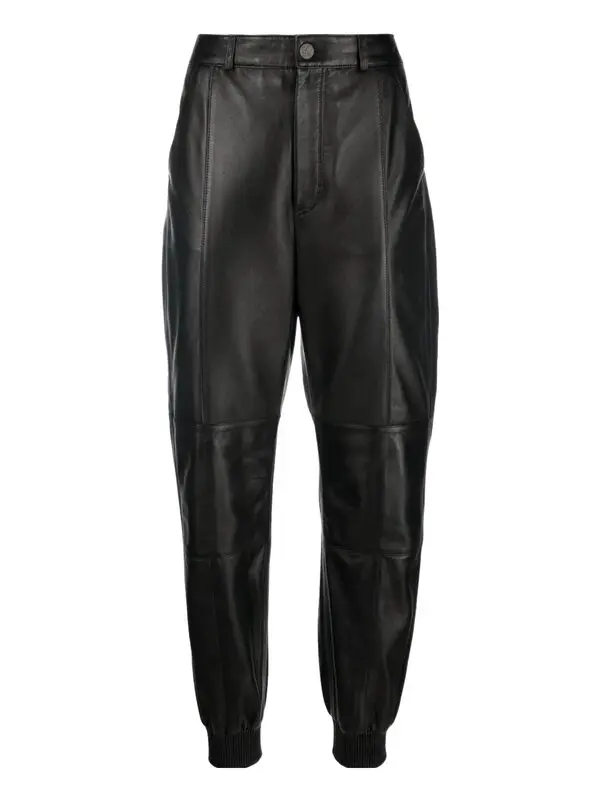 Karl Lagerfeld Logo Embroidered Tapered-leg Trousers - Black