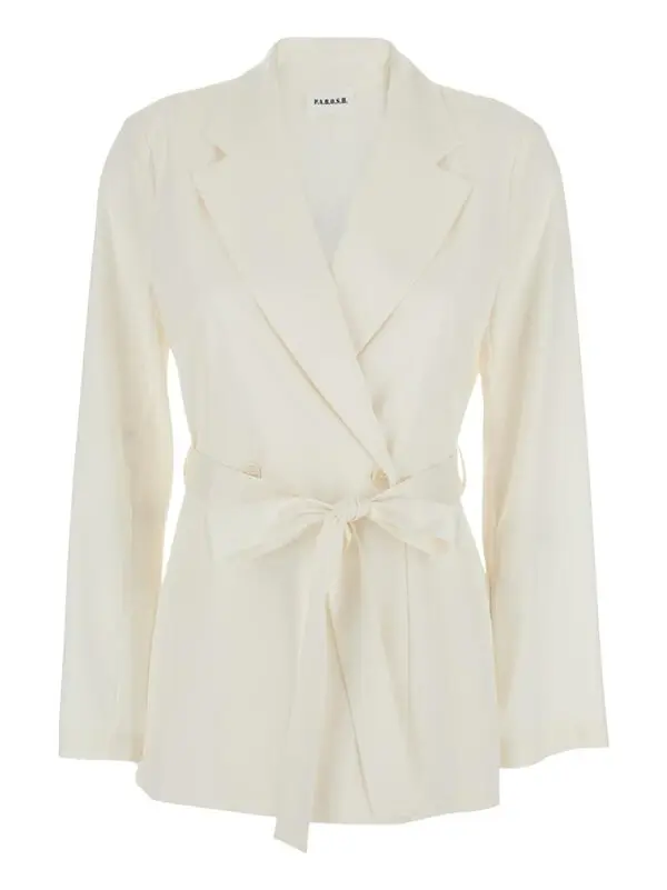 P.a.r.o.s.h Belted Double Breasted Blazer - White