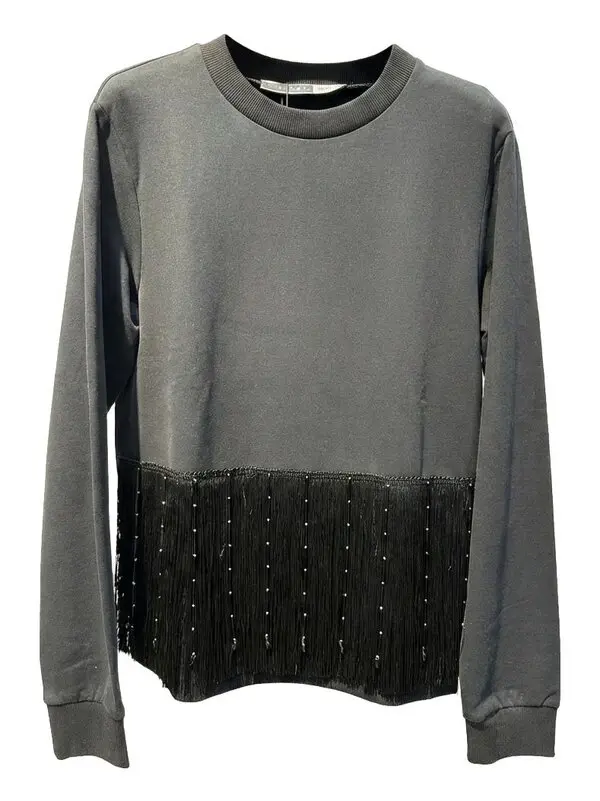 Sportmax Round Neck Pullover With Embellished Fringe - Black