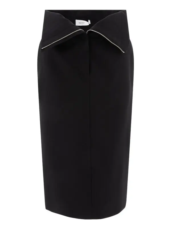 Alexander McQueen Zip Detail Midi Skirt - Black