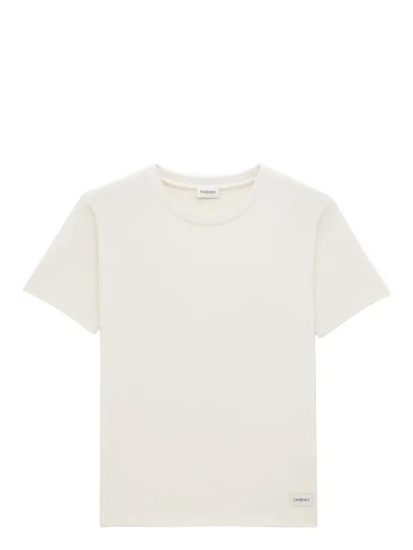 Saint Laurent Logo Patch Crewneck T-shirt - Blanc