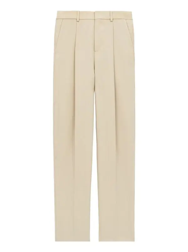 Saint Laurent High Waist Straight Leg Tailored Pants - Light Brown