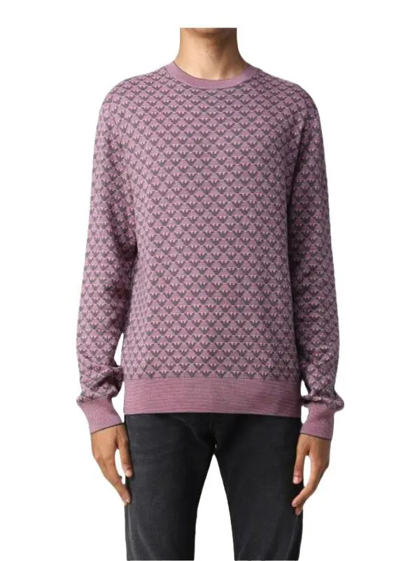 Emporio Armani Geometric Print Wool Sweater - Gray