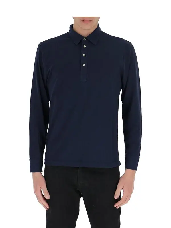 ORIGINAL VINTAGE Long-sleeved Polo Shirt - Black