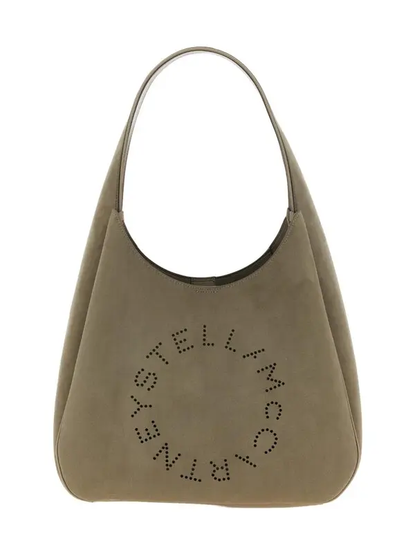 Stella McCartney Logo Perforated Shoulder Bag - Gray