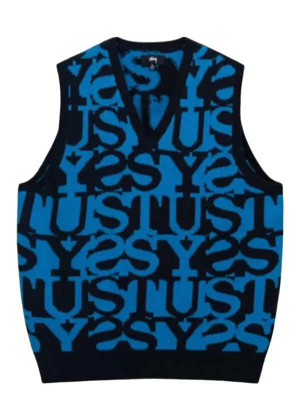 StÜssy V-neck Sleeveless Sweater - Blue