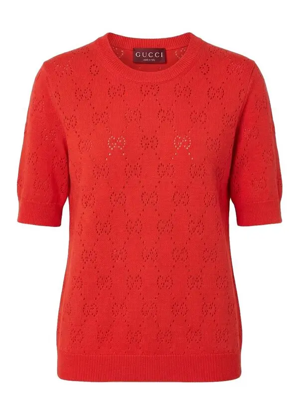 Gucci Short-sleeved Jumper With Gg Motif - Red