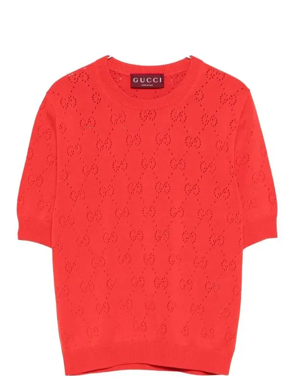 Gucci Short-sleeved Jumper With Gg Motif - Red