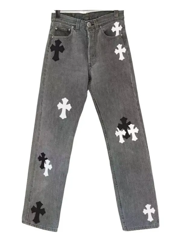 Chrome Hearts Embellished Denim Pants - Gray