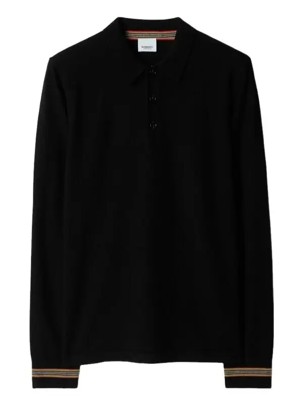 Burberry Long-sleeve Wool Polo Shirt - Black