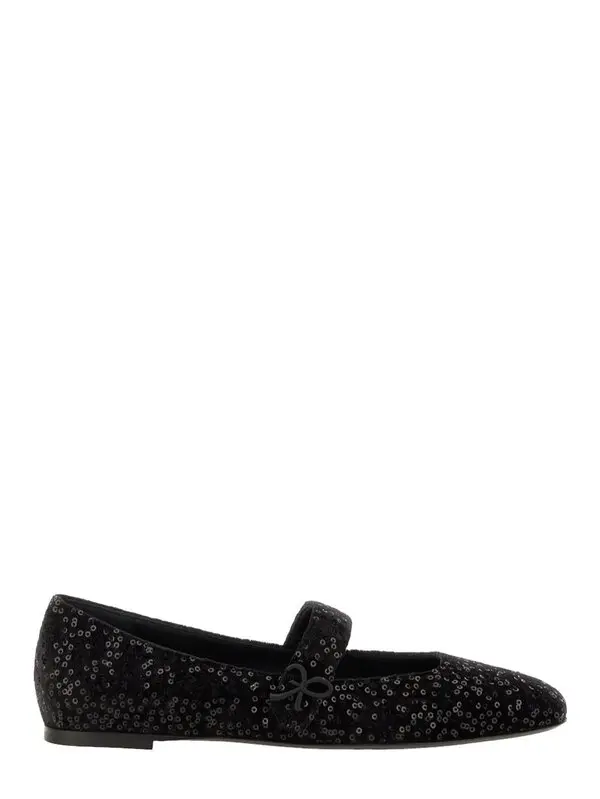 Roberto Festa Sequined Ballerina Flats With Mary Jane Strap - Black